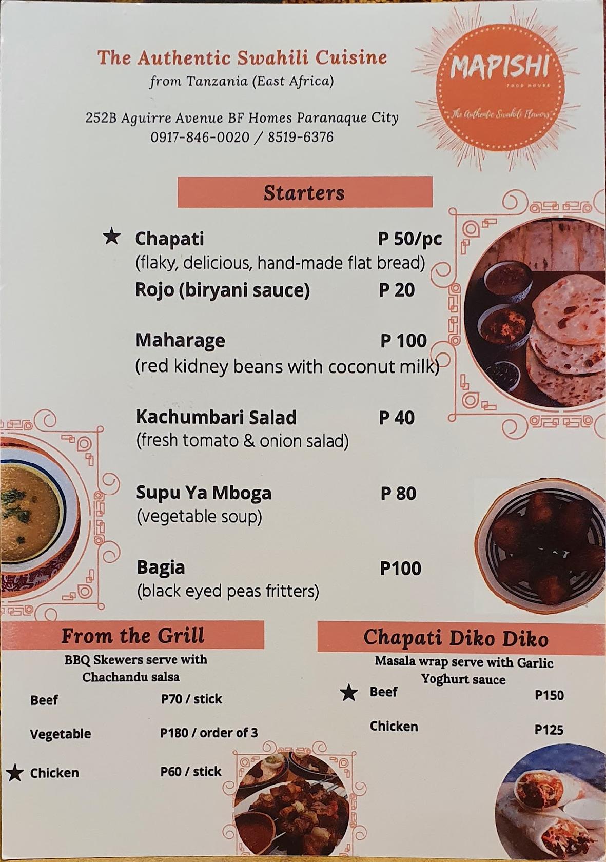 Carta del restaurante Mapishi Food House Paranaque, Parañaque