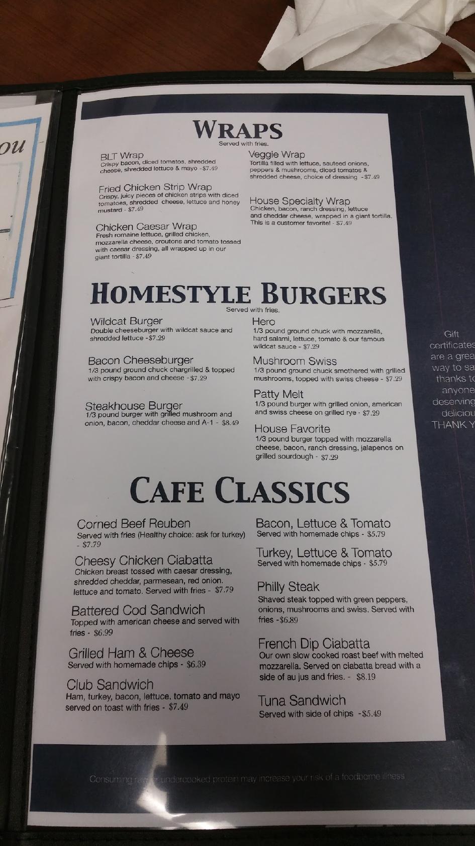 Menu at Michelle's Café cafe, LaGrange
