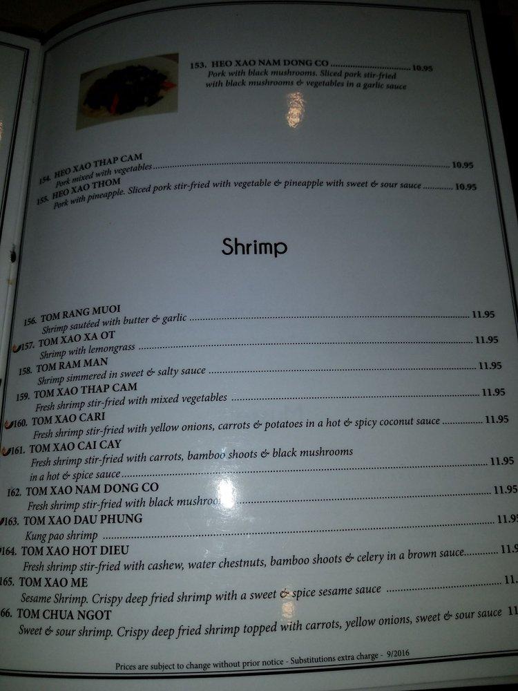 Menu at Saigon Basil restaurant, Northglenn