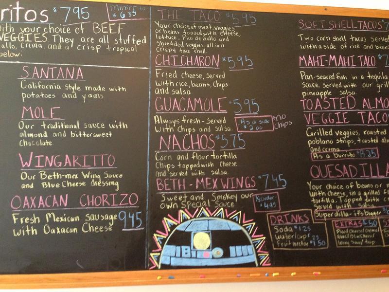 Menu at Tulum Restaurant, Bethlehem