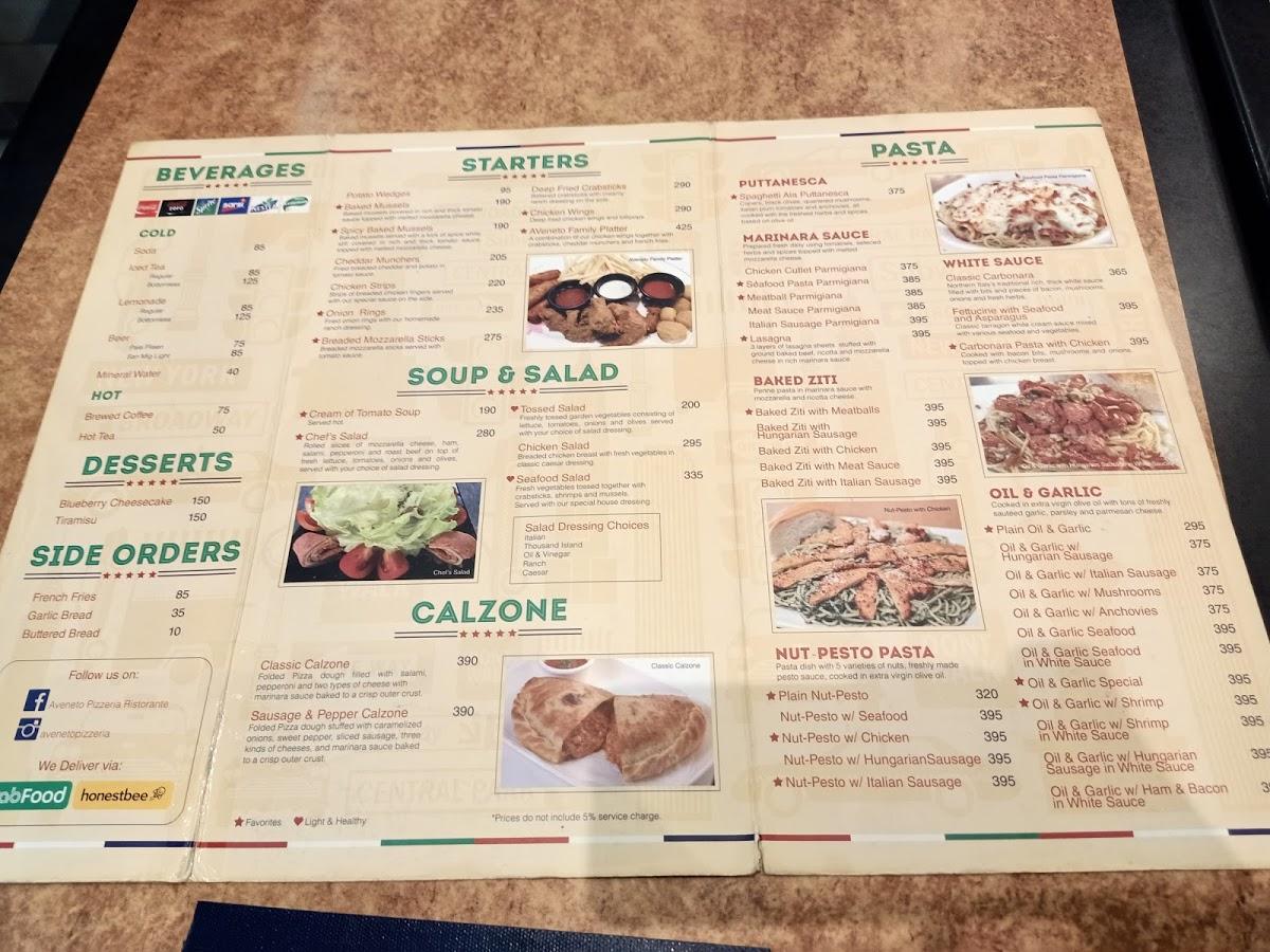 Carta de Aveneto Pizzeria Mall of Asia, Inc., Pasay