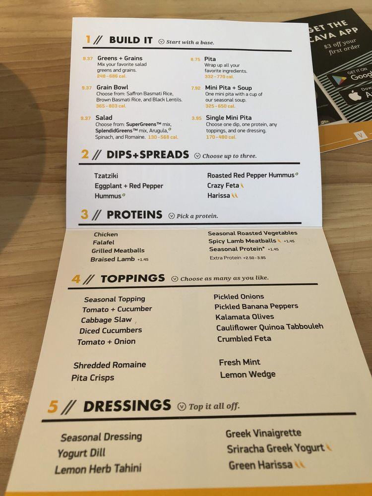 Menu at CAVA restaurant, Paramus