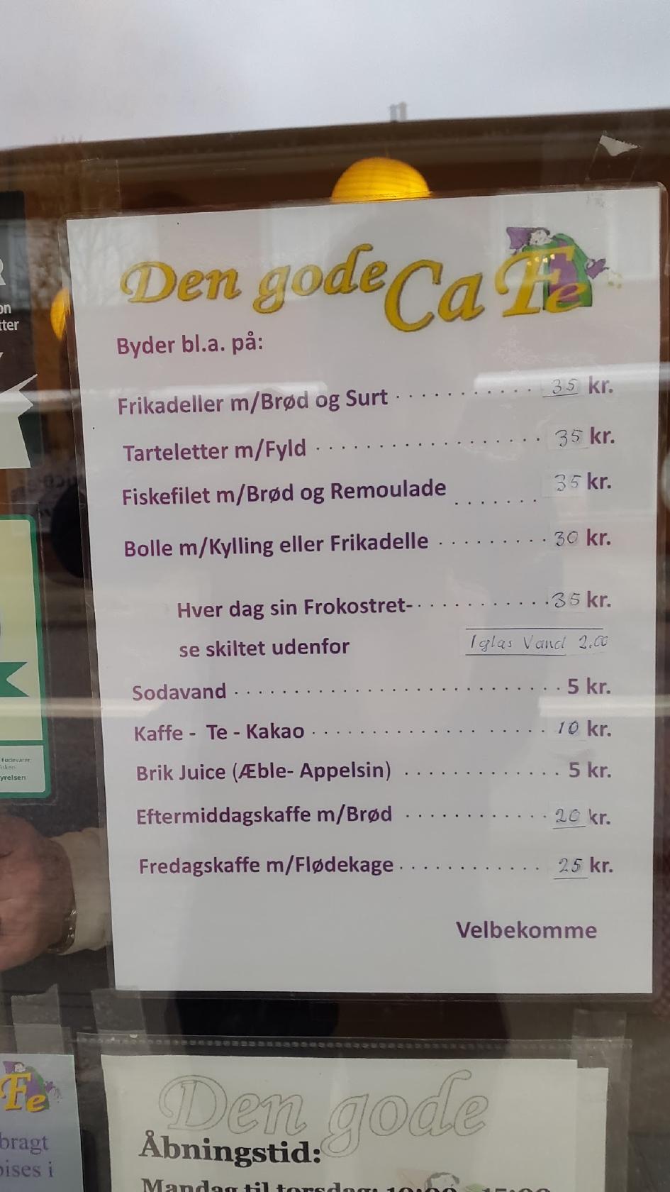 Menu at The Good Cafe, Tarm