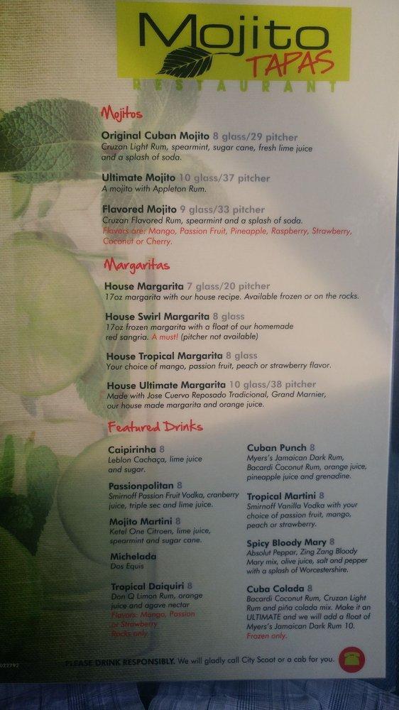 Menu at Mojito Tapas Restaurant, Louisville