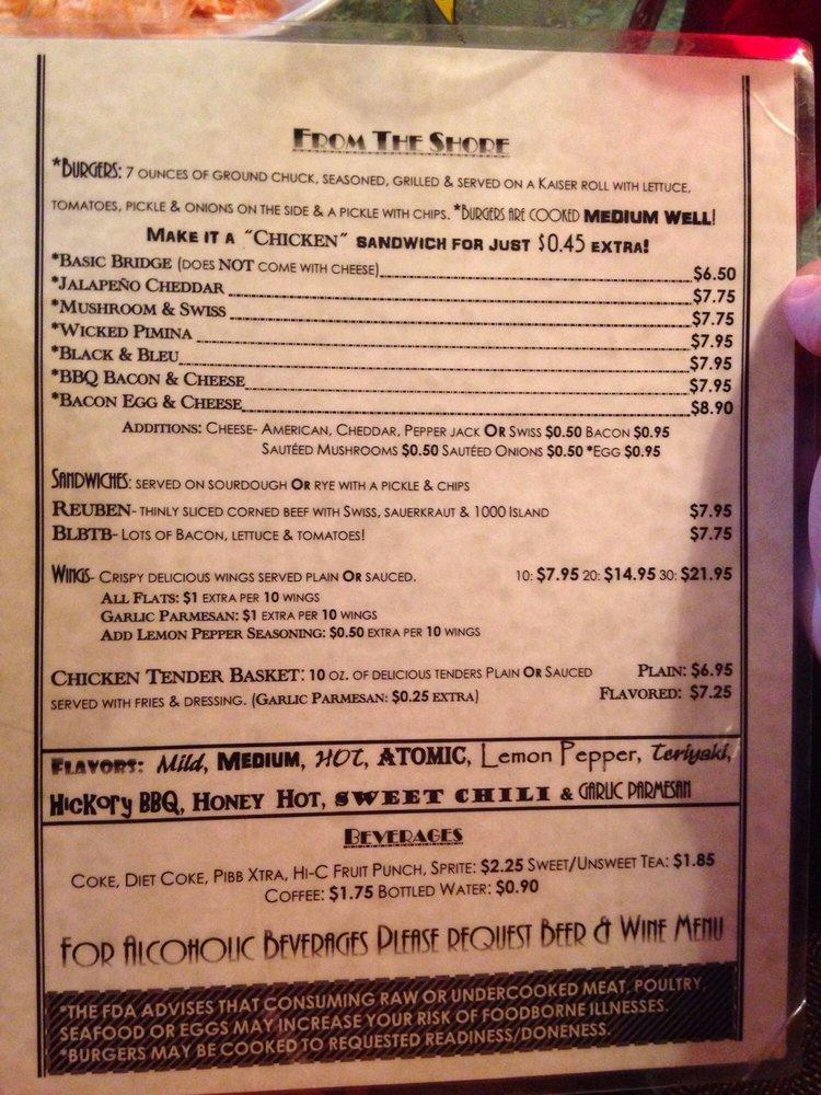 Menu at The Bridge Grill and Oyster Bar, Stockbridge