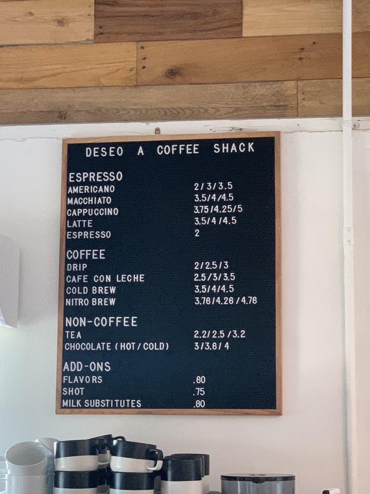 Menu at Deseo A Coffee Shack restaurant, Phoenix