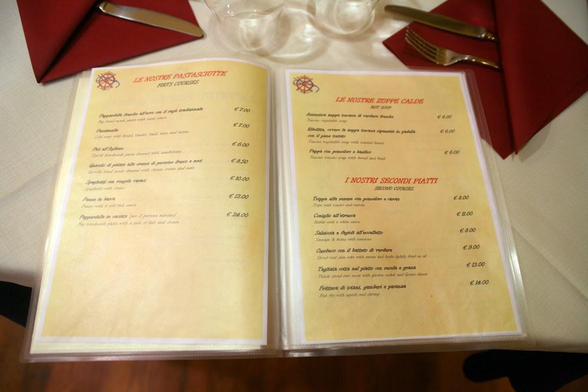 Carta del restaurante Hostaria Il Rialto, Siena