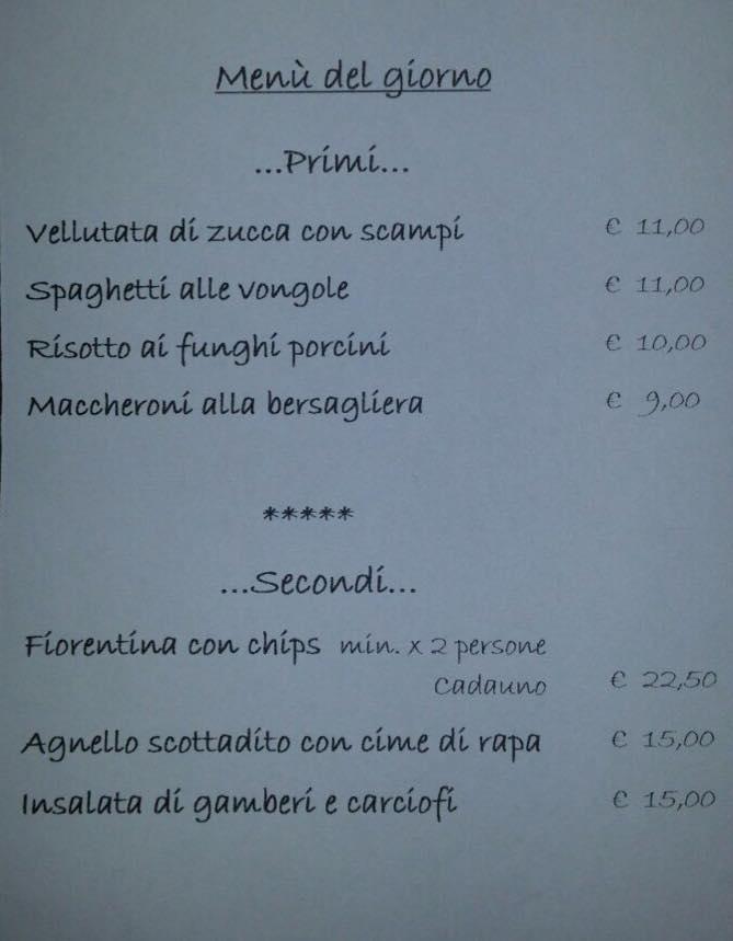 Menu at restaurant monopoli, Milan