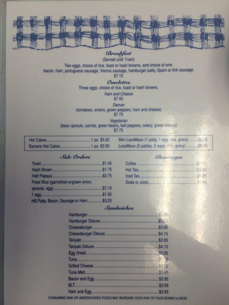 Menu at Sam Sato's Inc restaurant, Wailuku