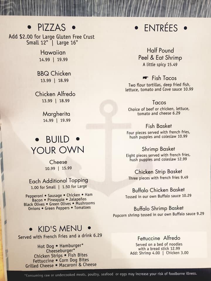 Menu at The Cove Lakeside Restaurant, USA, 14A158