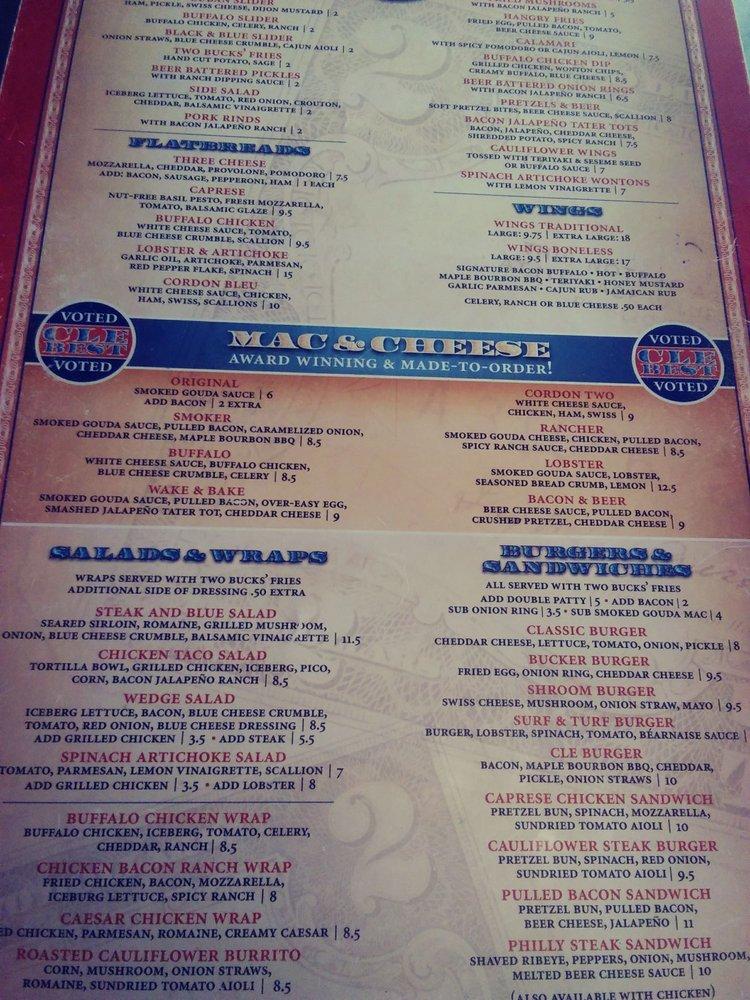 Menu at Two Bucks Eastlake pub & bar, Eastlake, Vine St