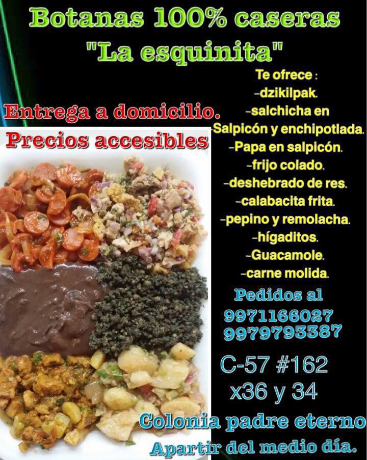 Menu at Botanas caseras "la esquinita" restaurant, Tekax de Álvaro Obregón