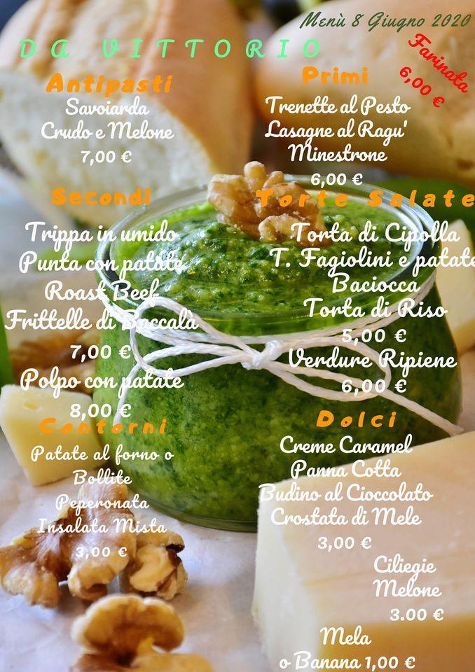 Menu da Da Vittorio ristorante, Chiavari