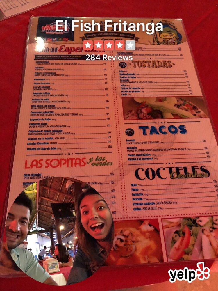 Carta del restaurante El Fish Fritanga, Cancún, Boulevard Kukulcan Km 12.6
