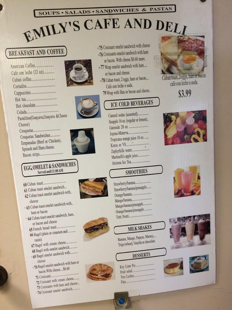 Menu at Emilys Cafe and Deli, Coral Gables