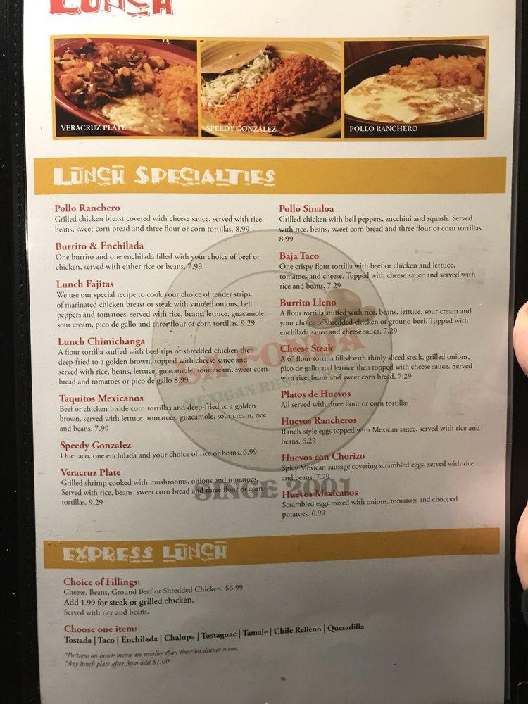 Menu at La Fonda Mexican Restaurant, Edwardsville