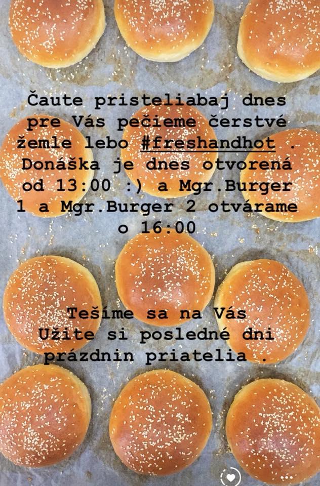 Menu at Mgr.Burger 2 restaurant, Prešov