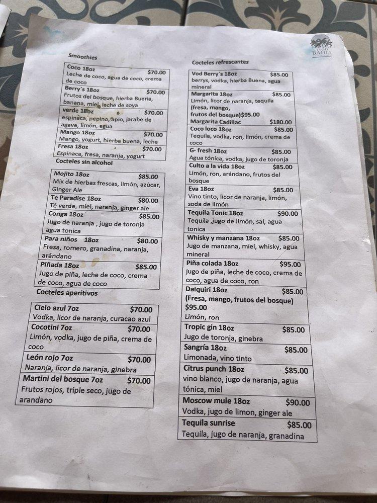 Menu at Restaurant Mariscos Bahía, Mazatlán