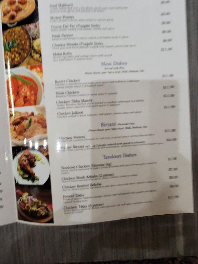 Menu at Bloom's Naan House restaurant, Bloomsburg