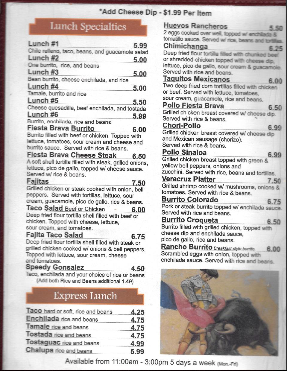 Menu at Fiesta Brava restaurant, Highland, IL-143