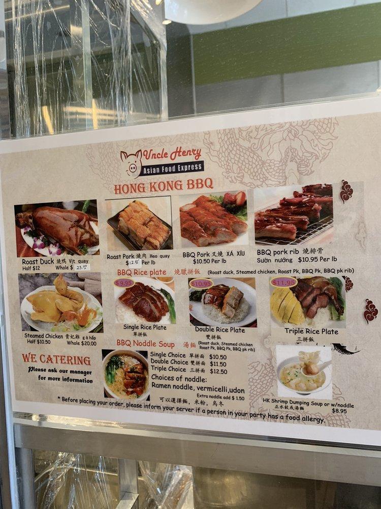 Menu at Uncle Henry restaurant, Westminster