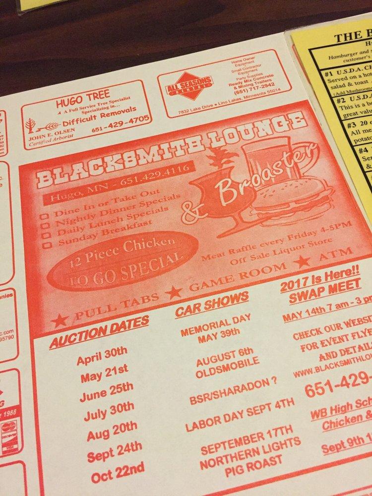 Menu at Blacksmith Lounge & Broaster restaurant, Hugo