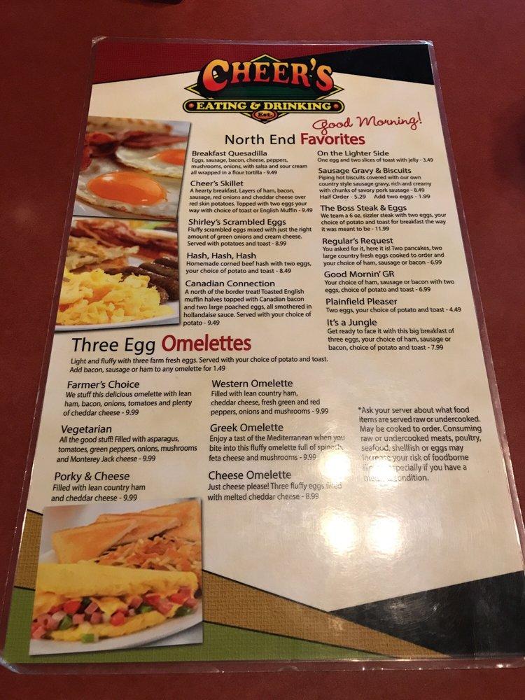Menu at Cheers Good Time Saloons pub & bar, Grand Rapids