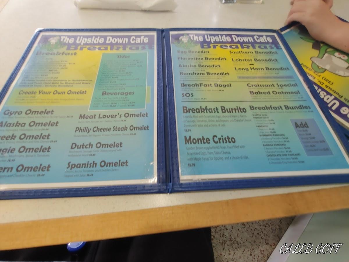 Menu at Upside Down cafe, Satellite Beach