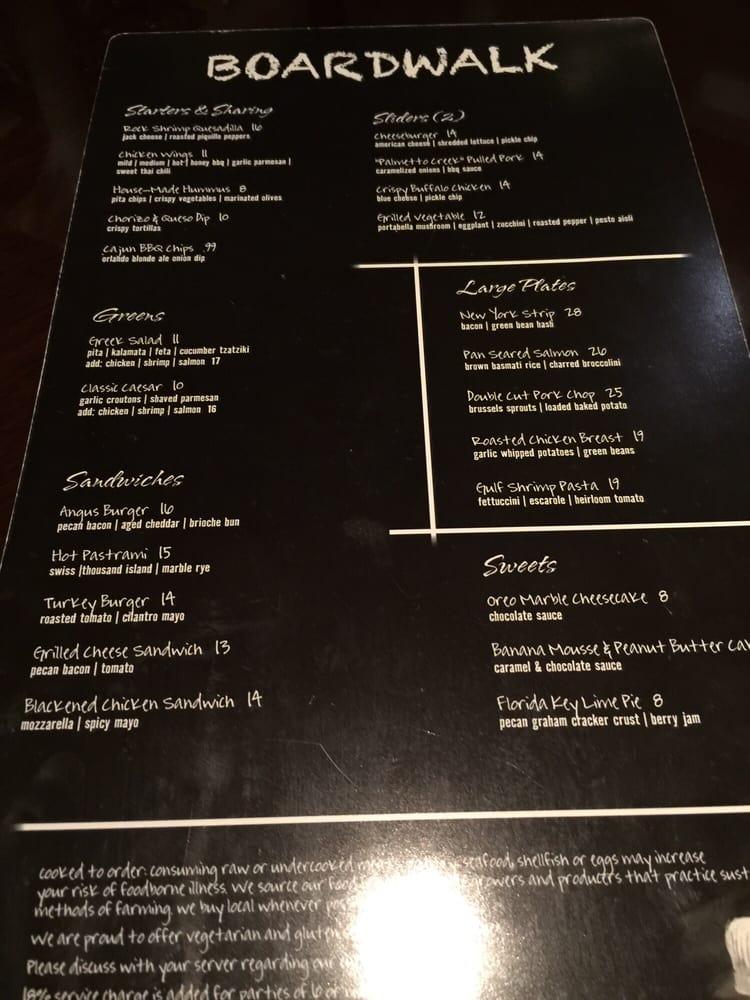 Menu at Boardwalk Sports Bar, Orlando