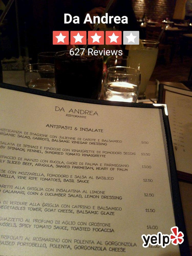 Menu at Da Andrea restaurant, New York City