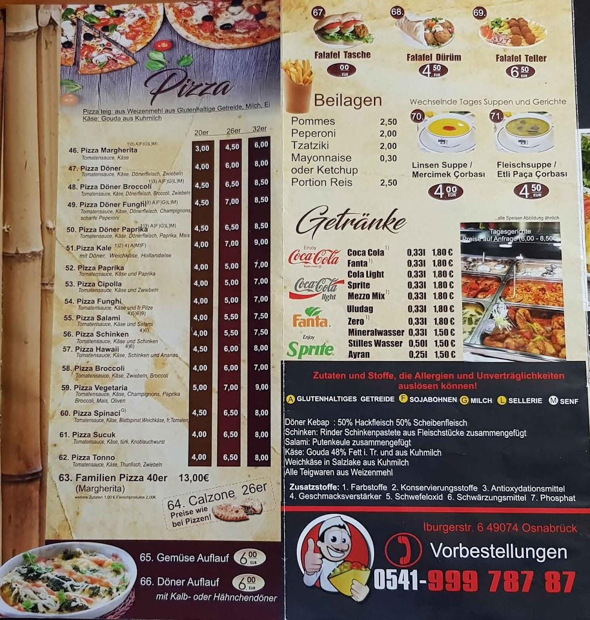Enjoy Pizza Donerlounge Menu