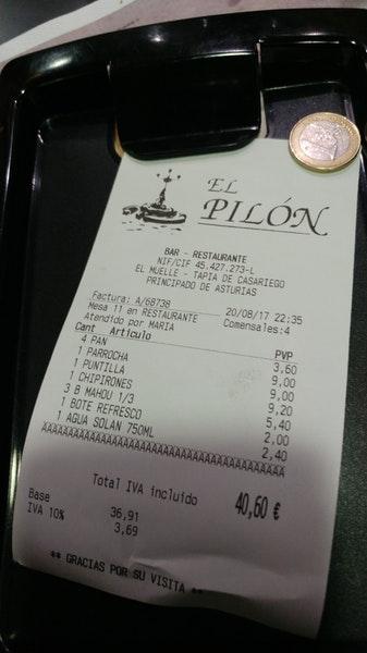 Carta del restaurante Mesón El Pilón, Tapia del Casariego, Avenida del ...