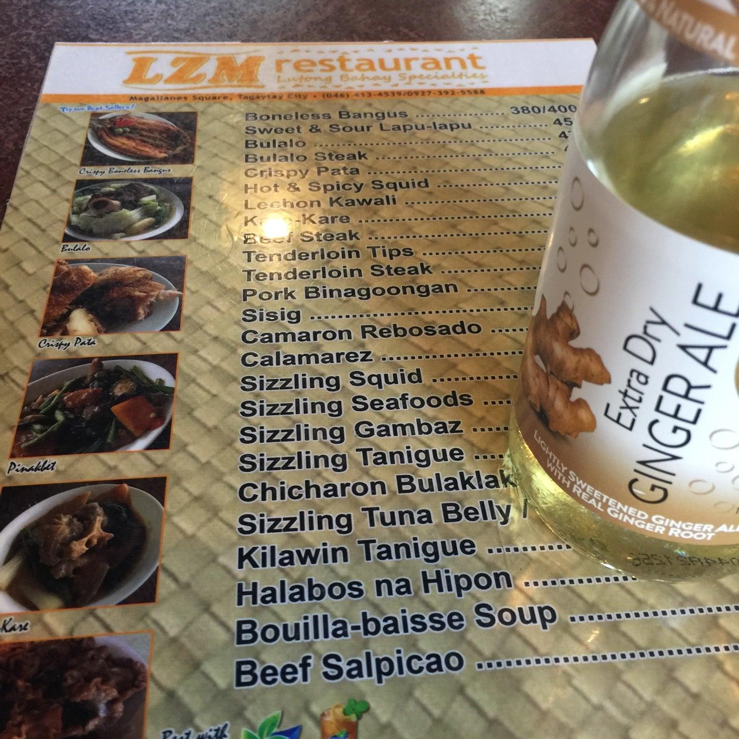 Carta de LZM Restaurant - Magallanes Square, Tagaytay, 2F Magallanes Square