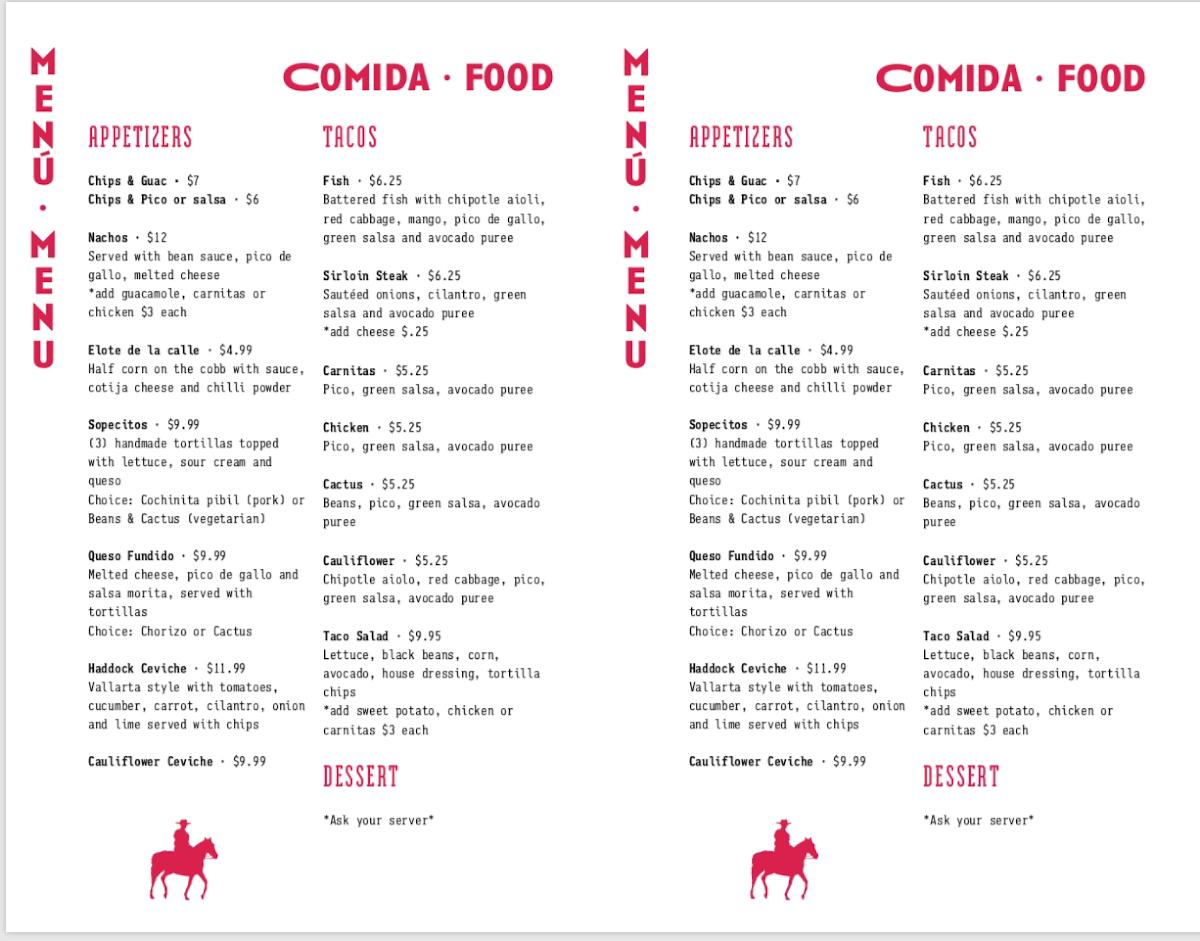 Carta del restaurante Papi Chulo's, Toronto