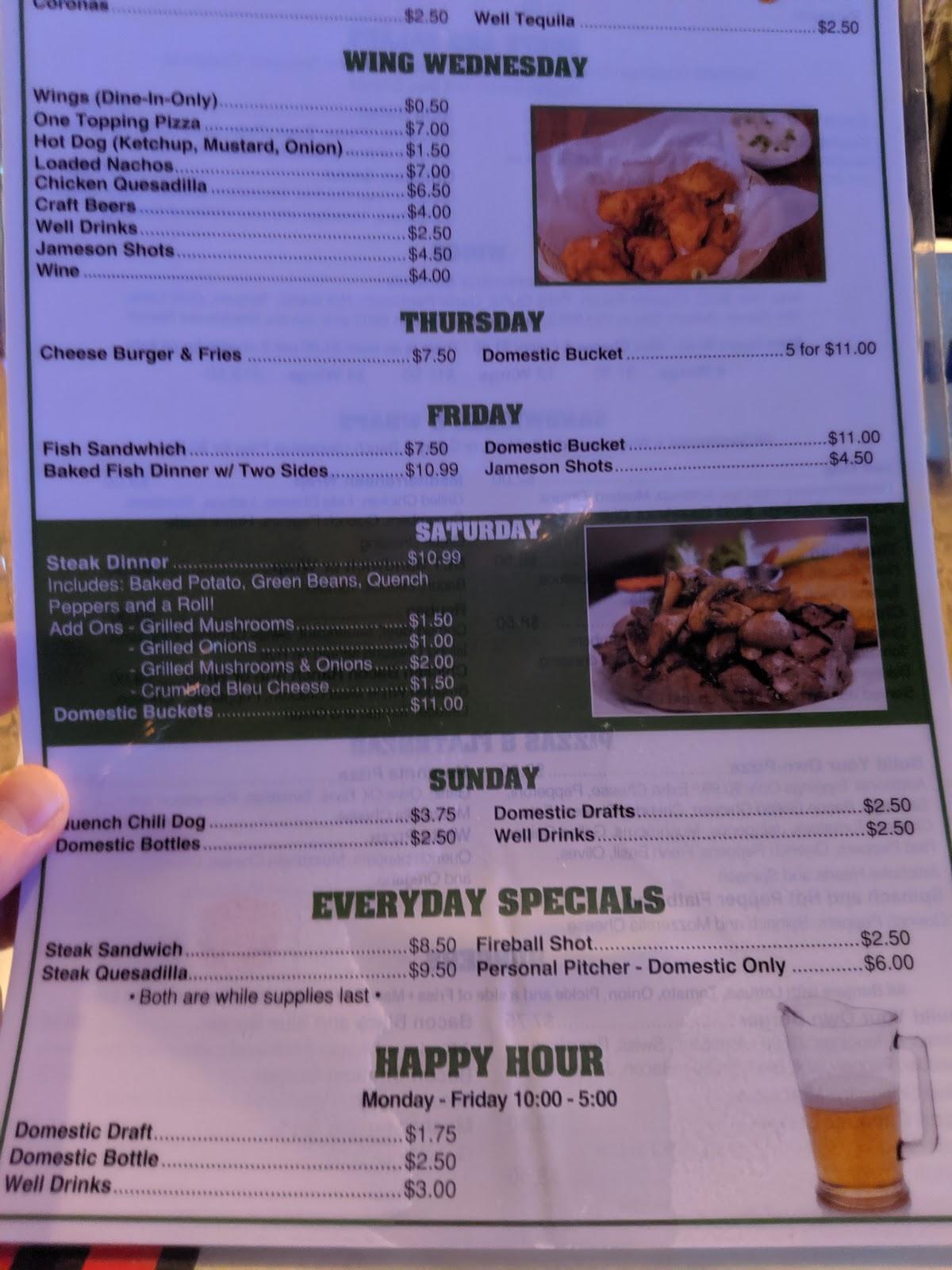 Menu at Quench Bar & Grill, Boardman