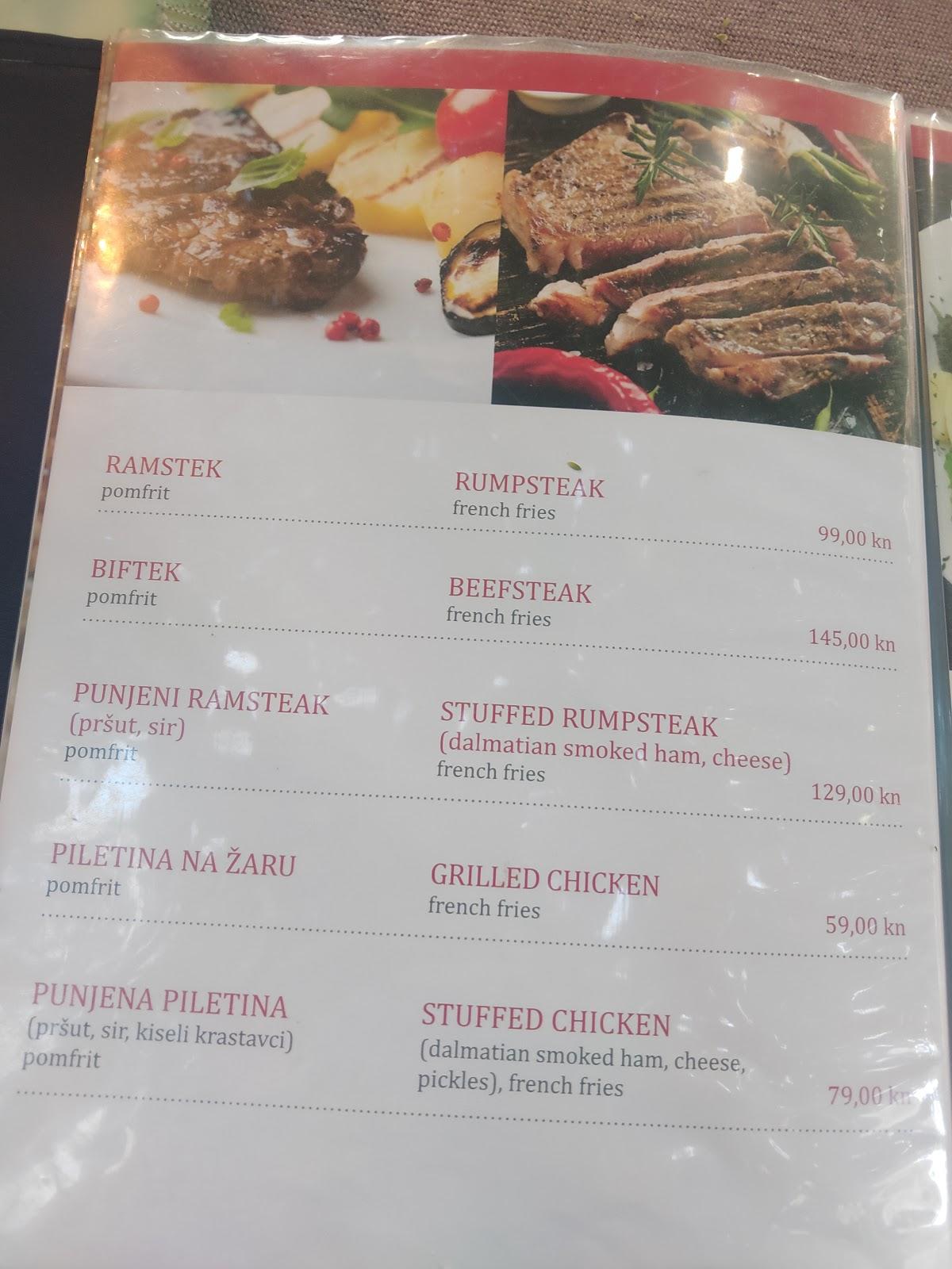 Menu at Restoran Libero restaurant, Omiš