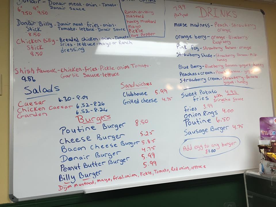 Menu at The Pita House restaurant, Wolfville