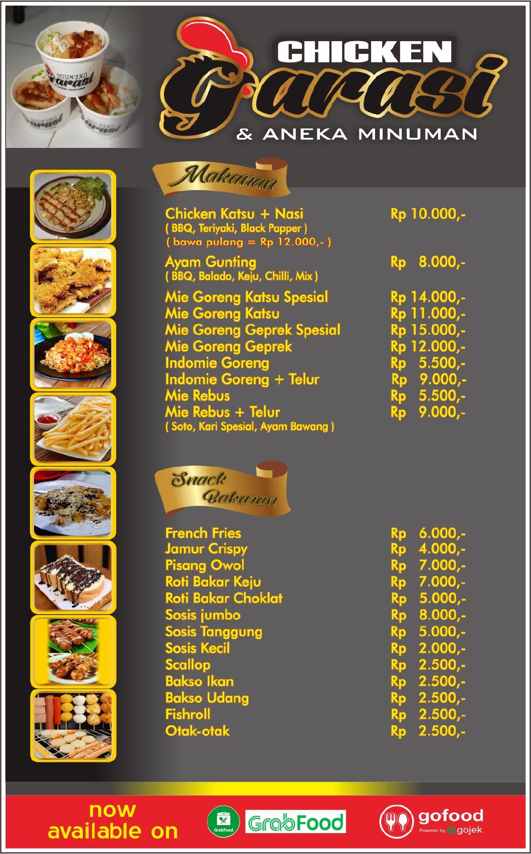 Menu at Wedangan "GARASI" cafe, Surakarta, Jl. Seruni III No.14