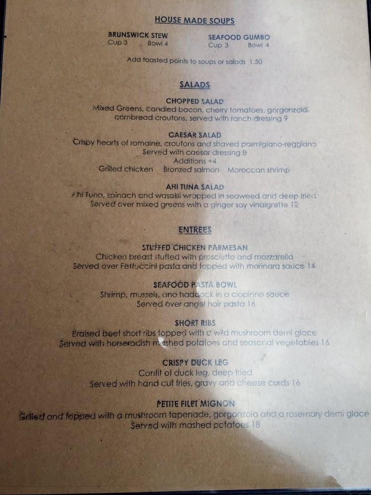 Menu at Odd Duck restaurant, Chestertown