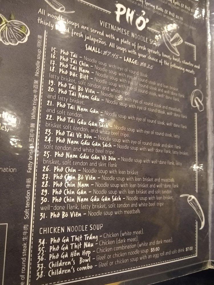 Menu at Pho Ben restaurant, Sugar Land, Wescott Ave Ste. 238
