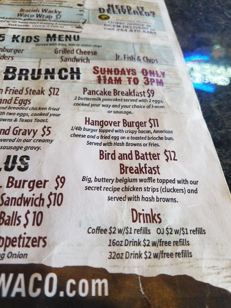 Carta de The Backyard Bar Stage and Grill, Waco