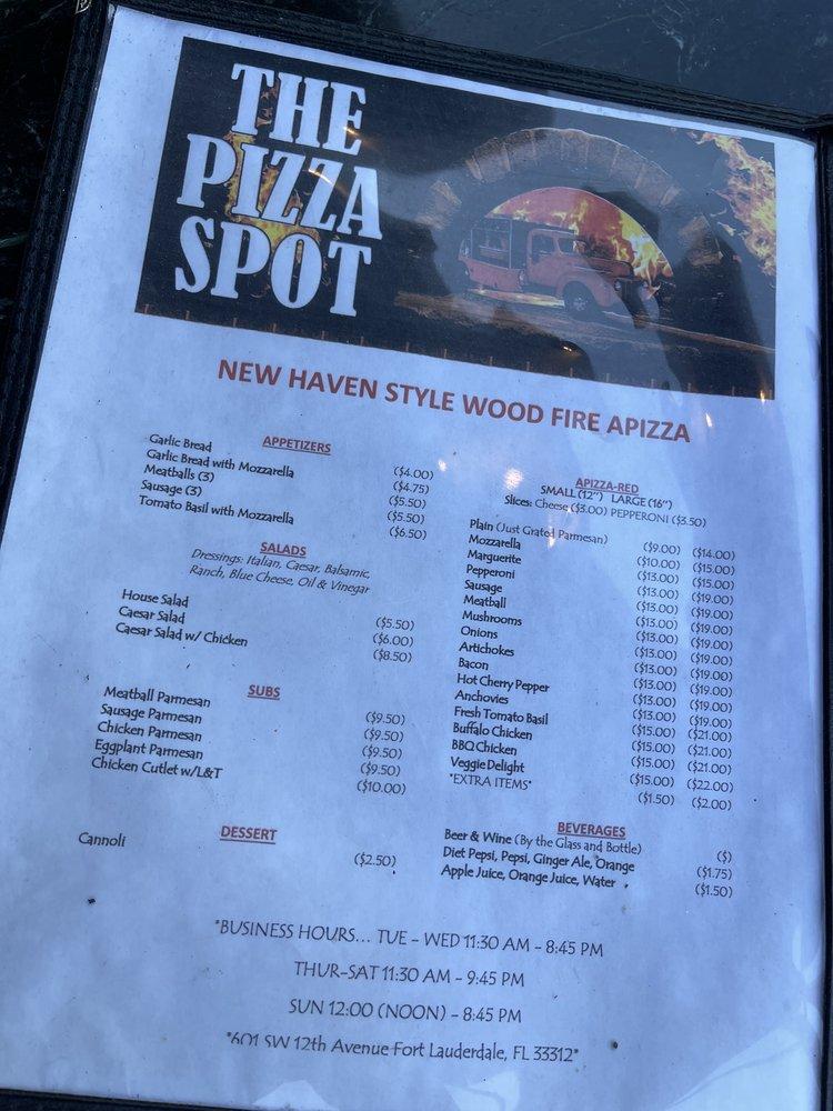 Menu at The pizza spot pizzeria, Fort Lauderdale