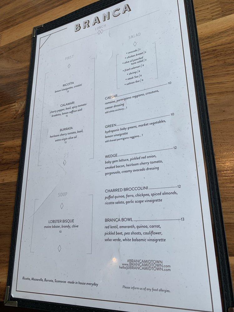 Menu at Branca Midtown pub & bar, Rochester
