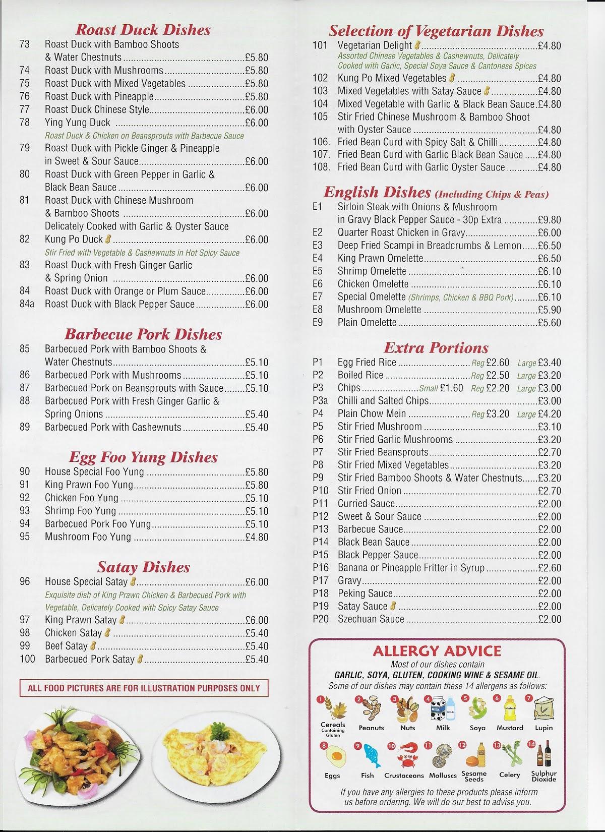 Menu at Classic Canton fast food, Leicester