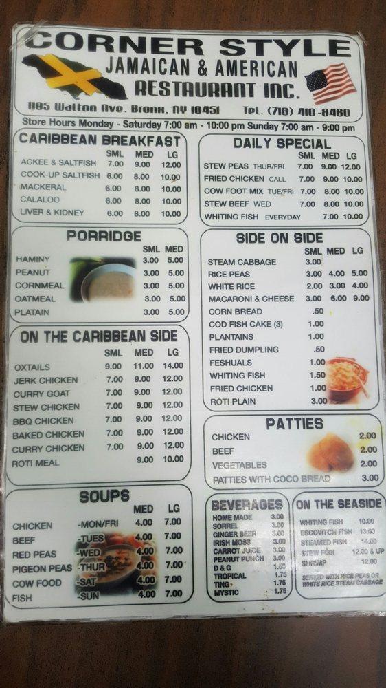 Menu at Country Style restaurant, New York City