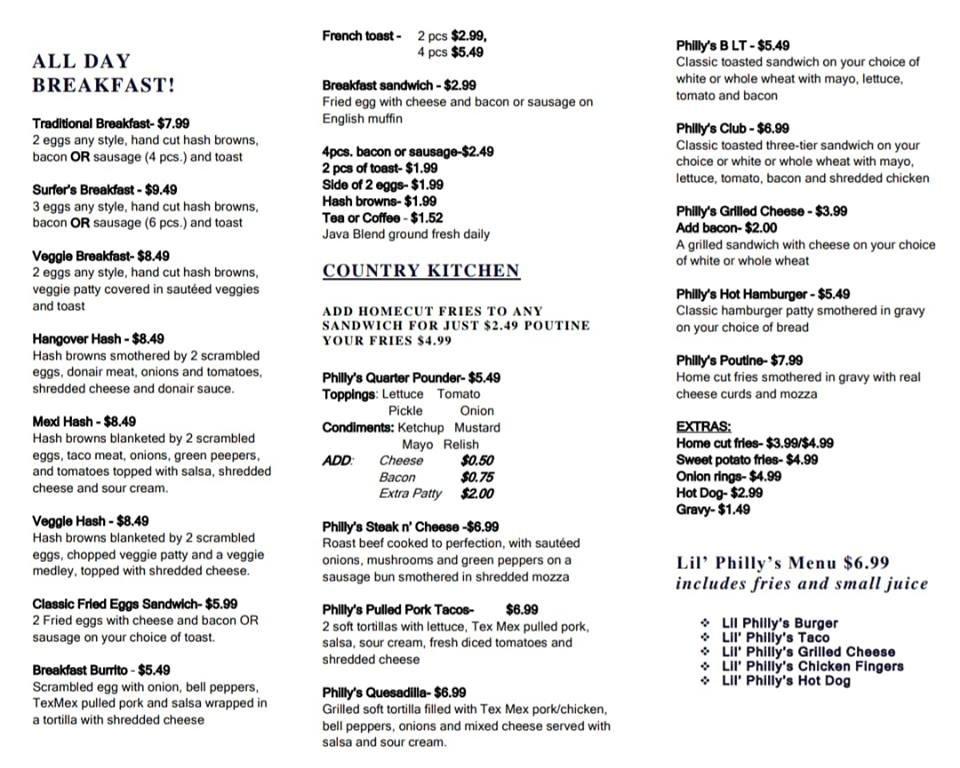 Menu at Seaforth Country Store restaurant, Seaforth