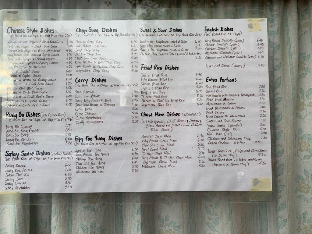 Menu at Stanhope Fish & Chips restaurant, Stanhope