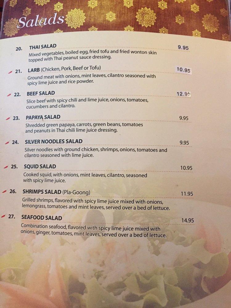 Menu at Thai Home Restaurant, Sandy