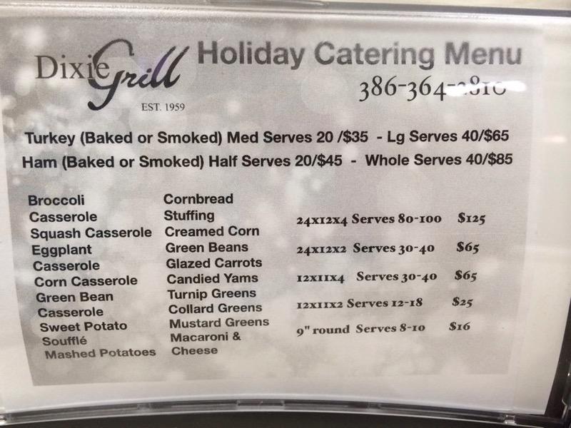Menu at The Dixie Grill desserts, Live Oak
