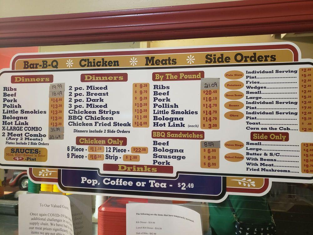 Menu at JL's Barbeque, Pryor, S Mill St